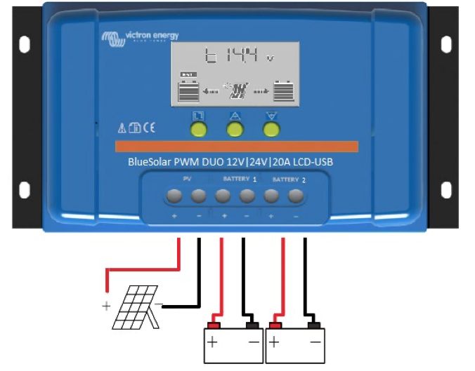 Régulateur solaire LCD-USB DUO PWM 20A -12V/24V-Victron Energy.