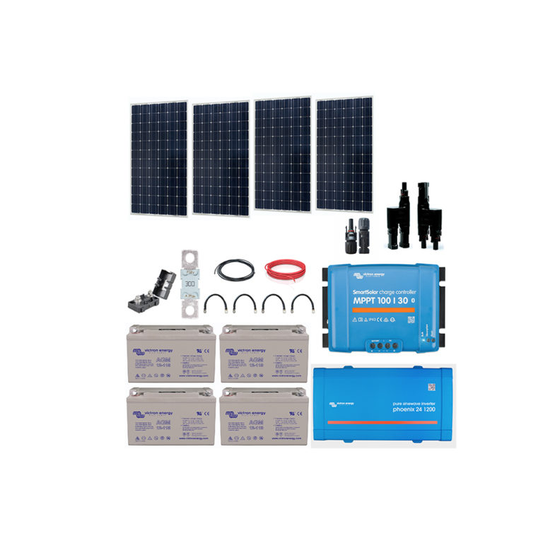 Kit Solaire autonome 1220W/24V/1200VA complet matériels victron energy.